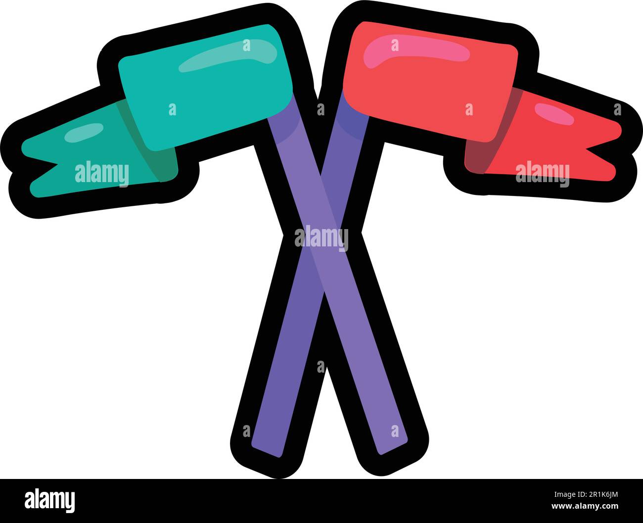 Flags flat color illustration. Competition, contest sticker. Race ...