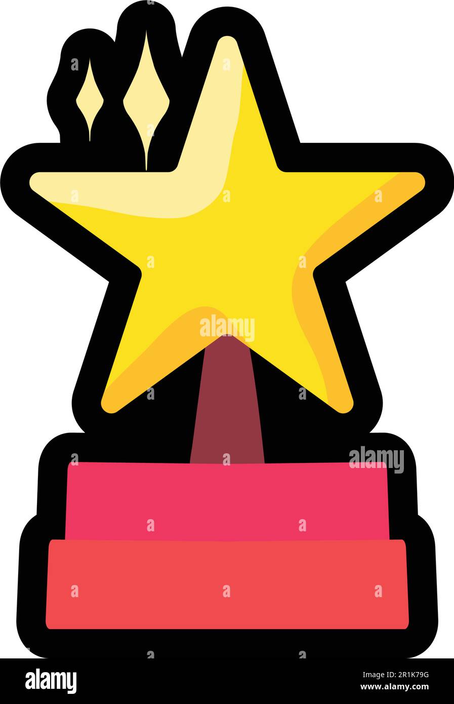 Star on podium flat outline illustration. Trophy, prize, reward. Award ...