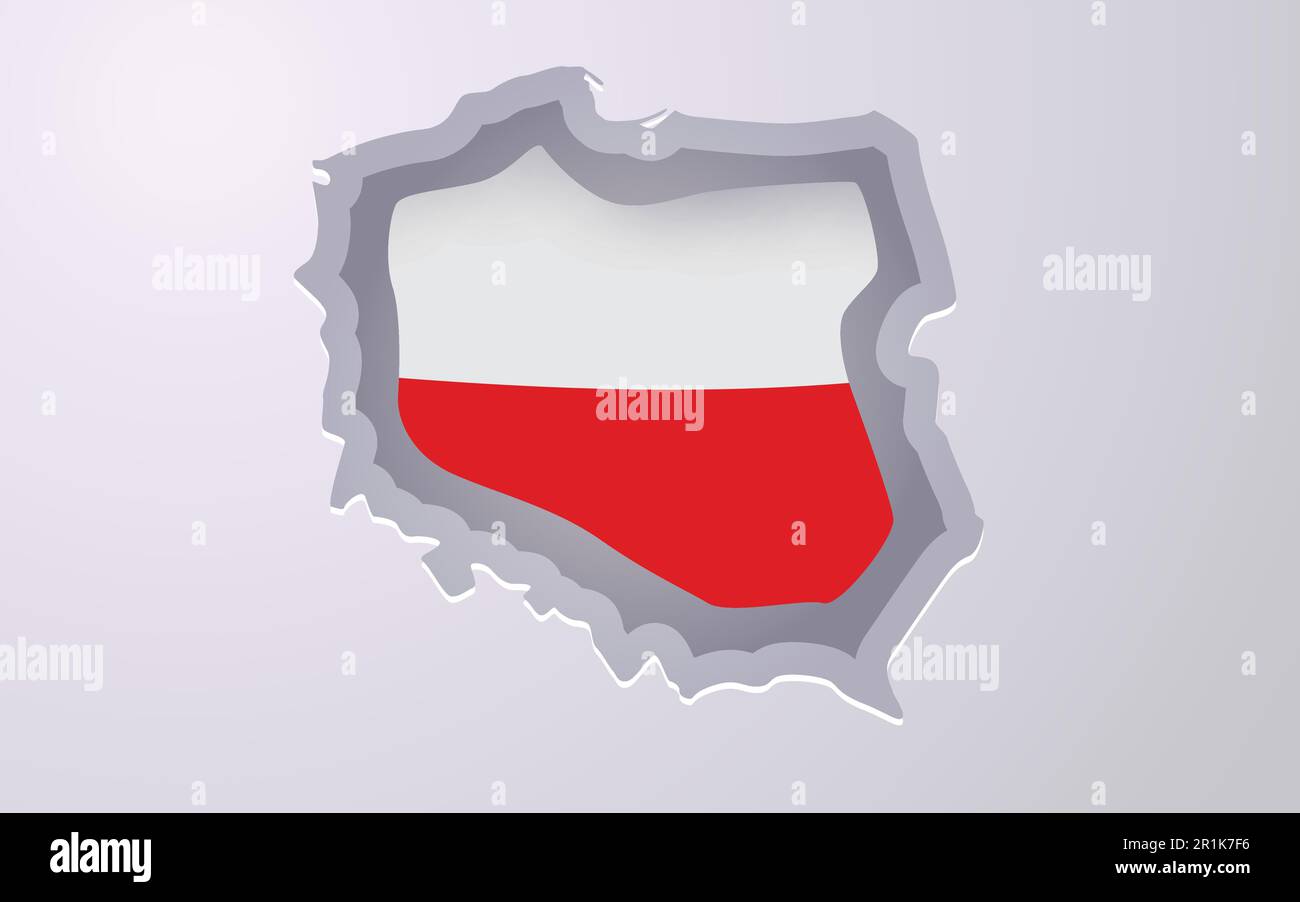 Creative Poland map with flag colors in paper cut style. Vector ...