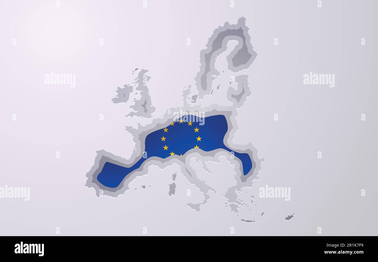 Creative Europe Union map with flag colors in paper cut style. Vector ...