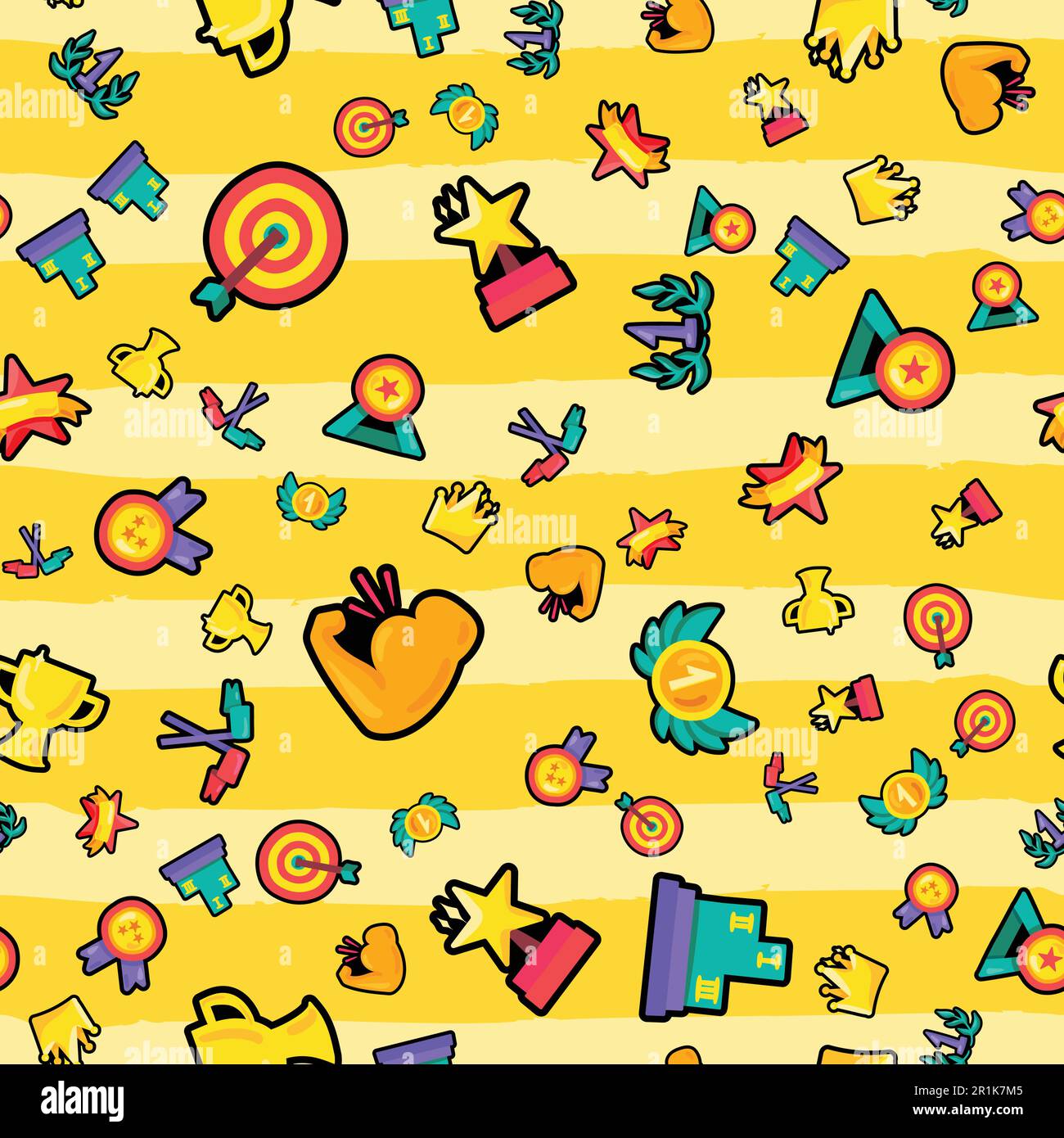 Awards color seamless vector pattern. Winner trophies, prizes, medals ...