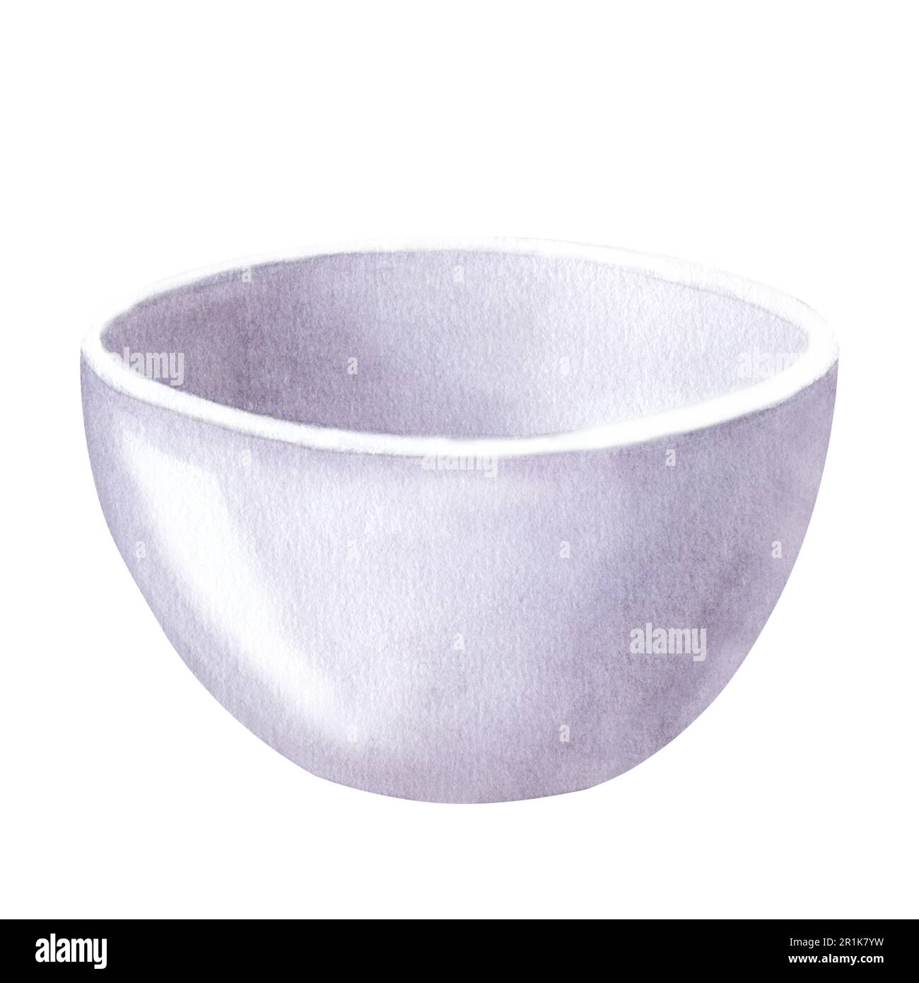 Ceramic white empty bowl. Hand draw watercolor illustration isolated on ...