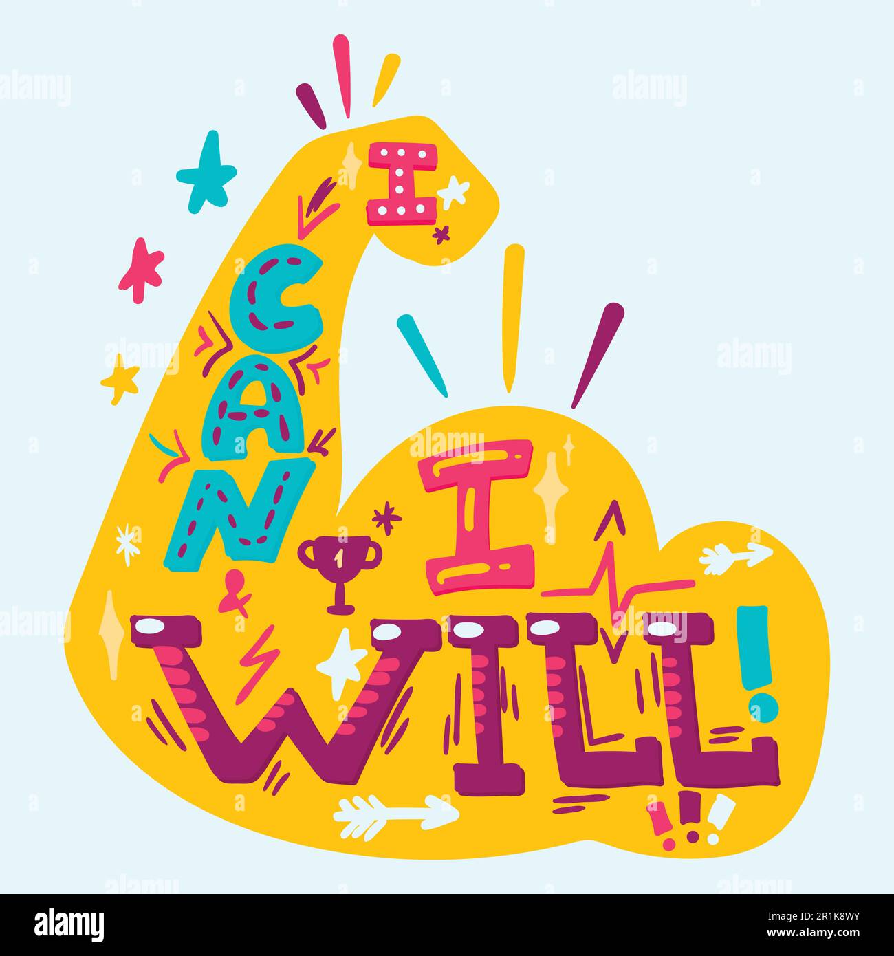 I can I will hand drawn stylized lettering. Sports motivation quote ...