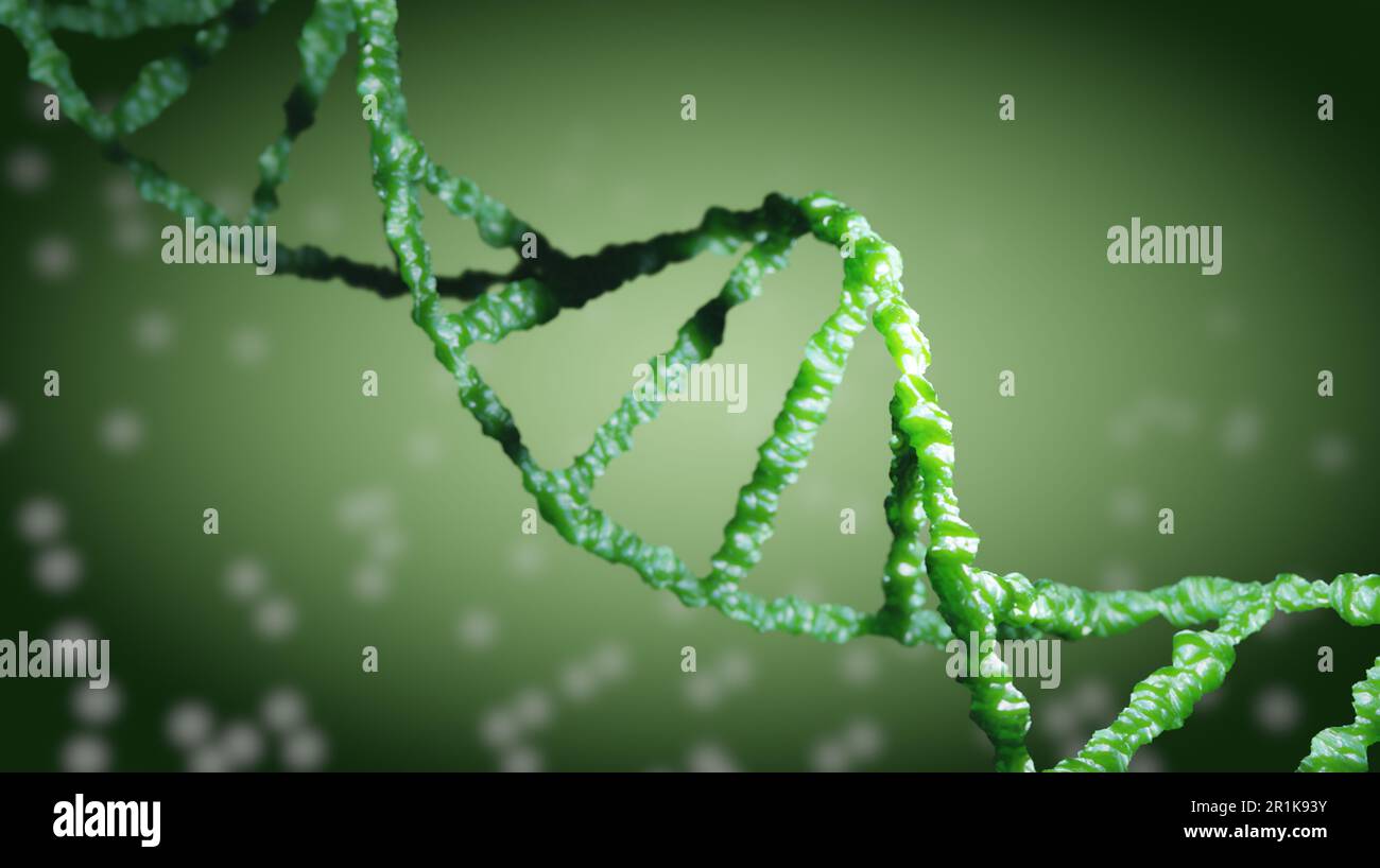 Structure of DNA on green background. Illustration Stock Photo - Alamy