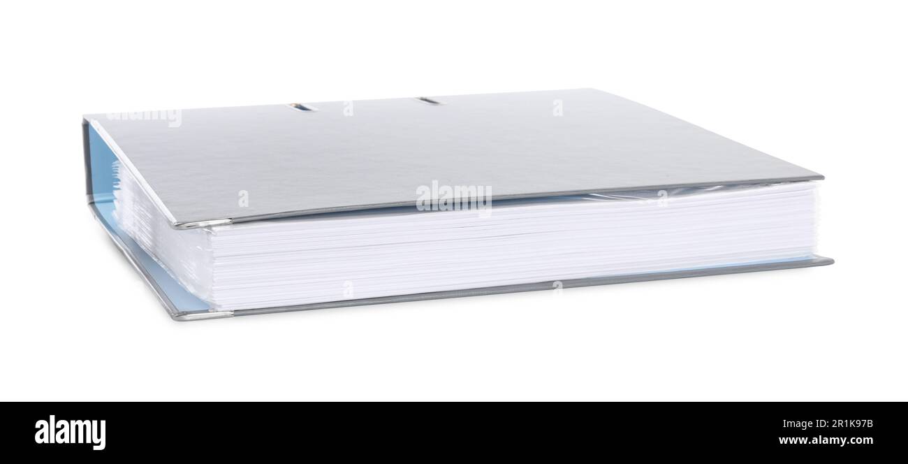 One grey office folder isolated on white Stock Photo - Alamy
