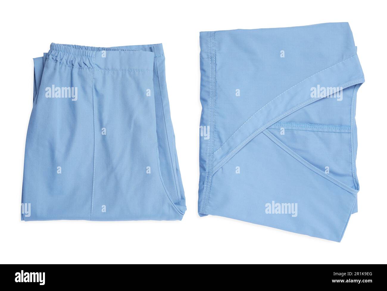 Light blue medical uniforms isolated on white , top view Stock Photo ...
