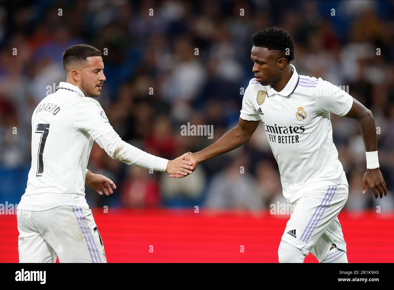 Madrid, Spain. 13th May, 2023. Eden Hazard and Vinicius Junior of Real ...