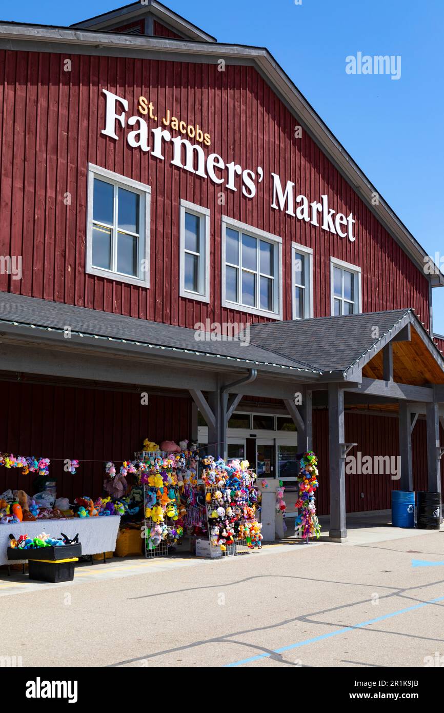 Sign and Market building at St. Jacob's Farmers Market. St. Jacob's ...