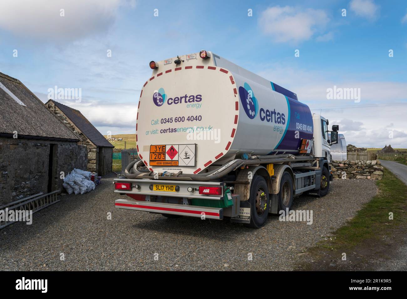 A Certas oil tanker delivering to a house on the island of Fetlar in ...