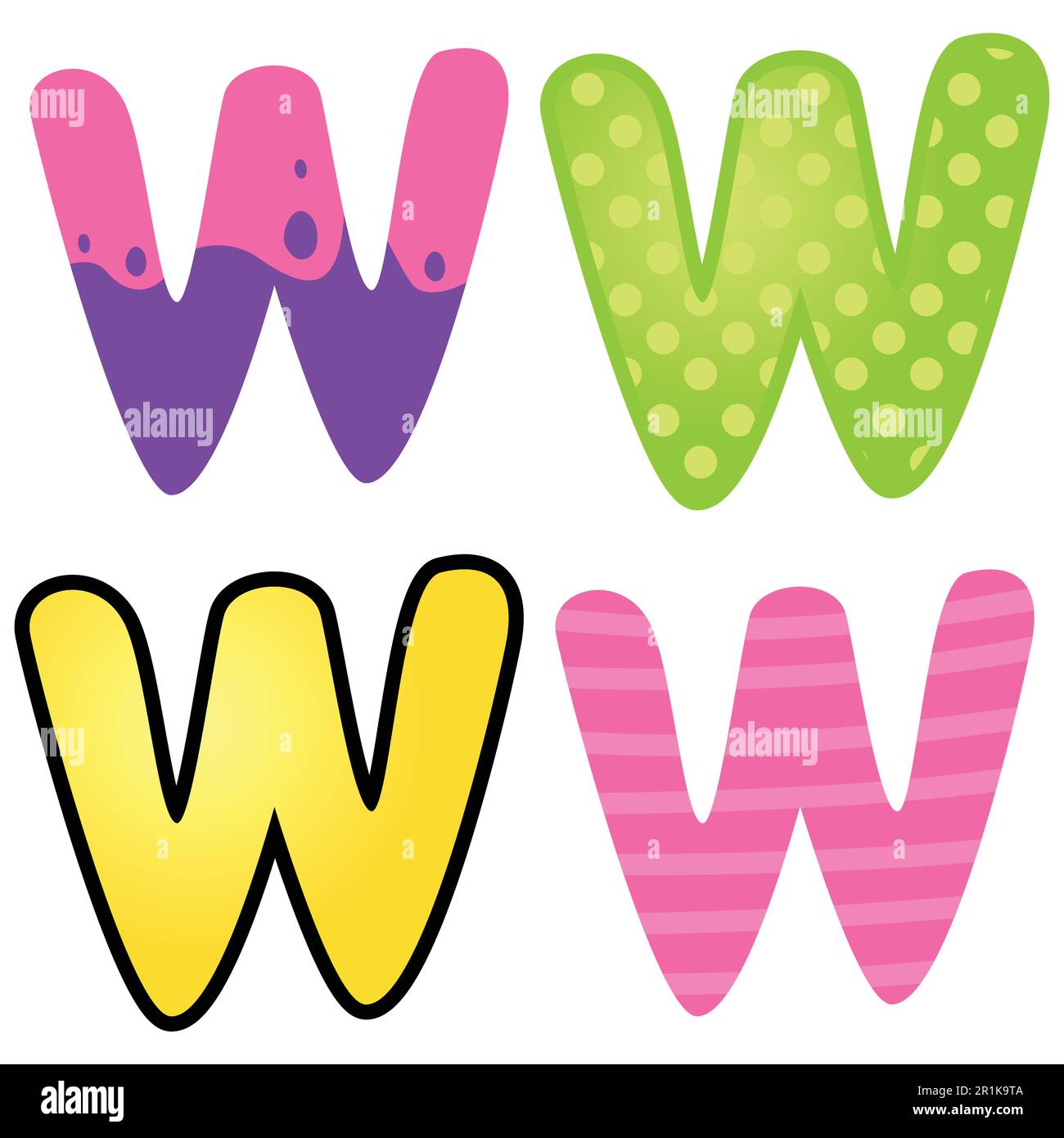 Colorful cartoon font type letter W Stock Vector Image & Art - Alamy