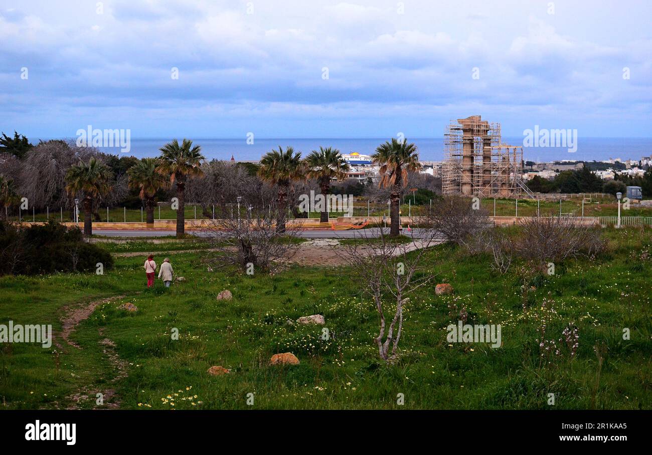 The remains of the columns of the ancient pagan temple of Apollo on the ...