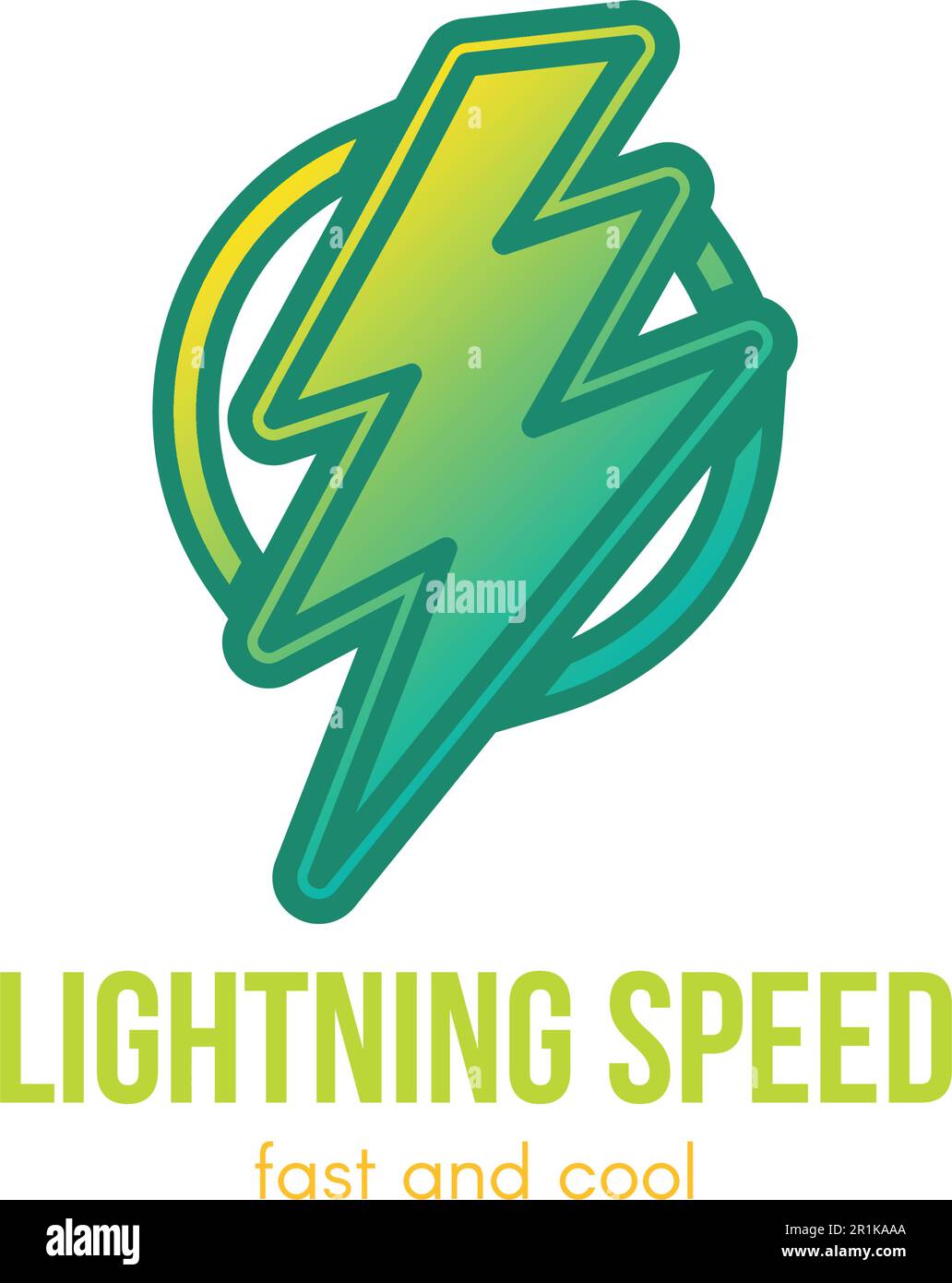 Thunder cartoon gradient illustration. Lightning bolt in circle. Speed ...
