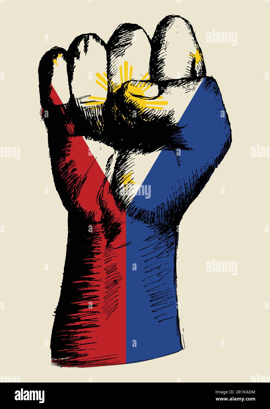 Sketch illustration of a fist with Philippines insignia Stock Vector ...