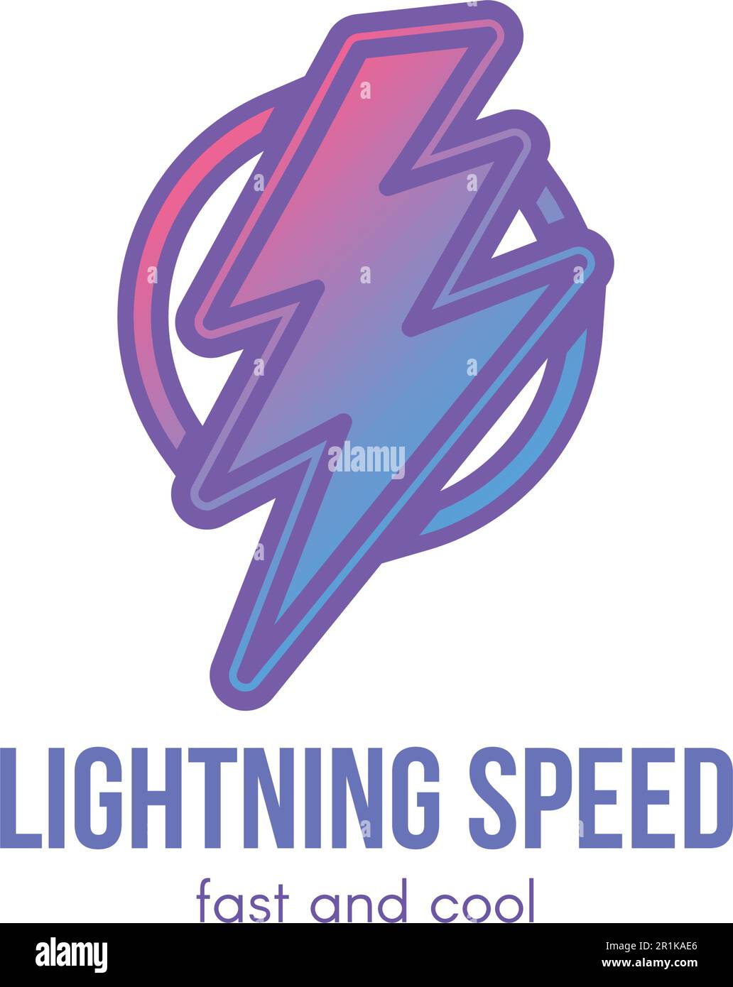 Thunder cartoon gradient illustration. Lightning bolt in circle. Speed ...