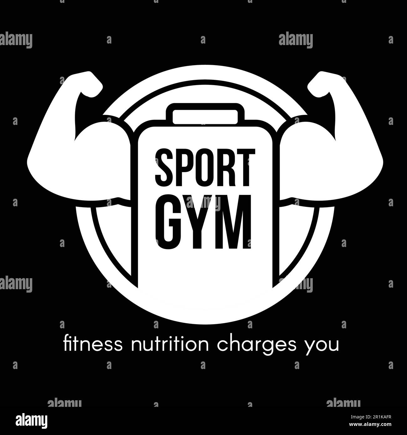 Sport gym lettering vector logo design. White healthy nutrition shop ...