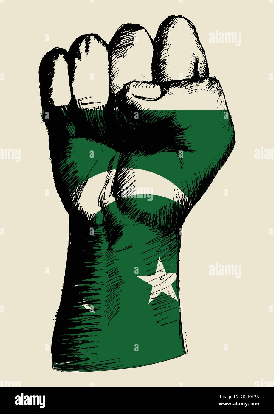 Sketch illustration of a fist with Pakistan insignia Stock Vector Image ...