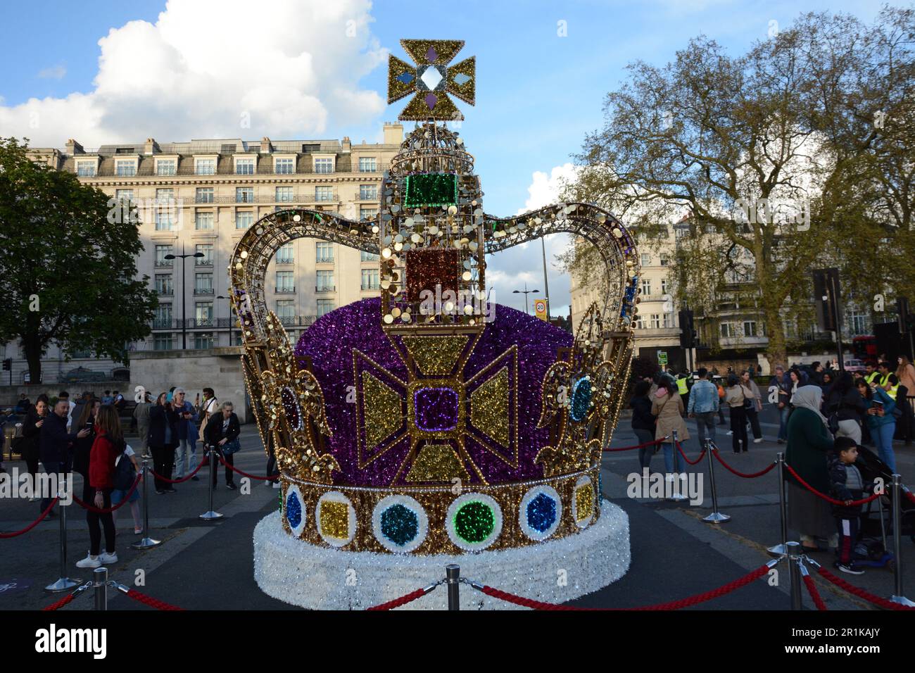 Giant Royal crown at Marble Arch Stock Photo - Alamy