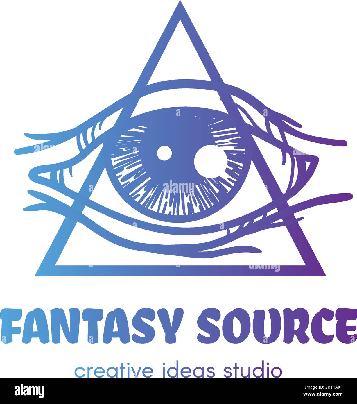 Stylized eye of providence with triangle vector logo. Fantasy source ...