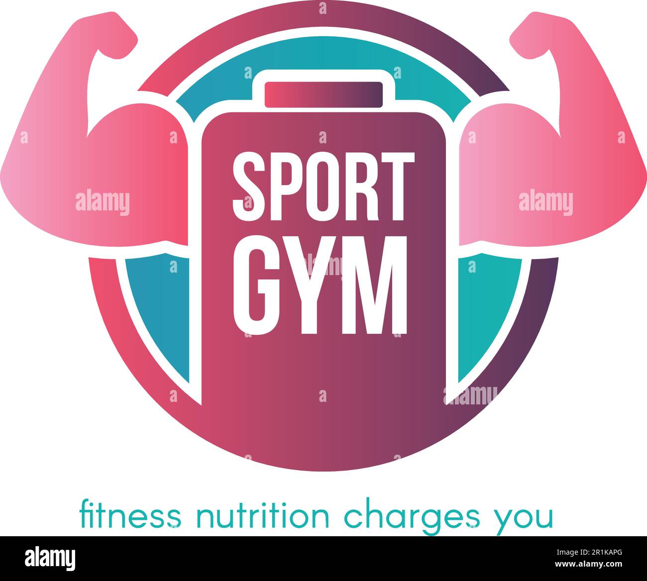 Sport gym lettering vector logo design. Flat fitness center, healthy ...