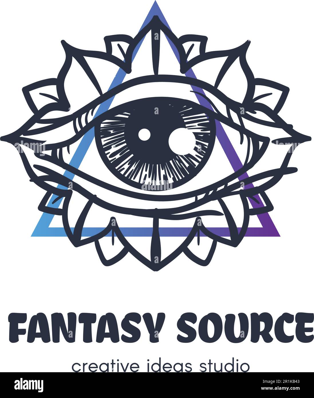 Stylized eye of providence vector logo design. Fantasy source outline ...