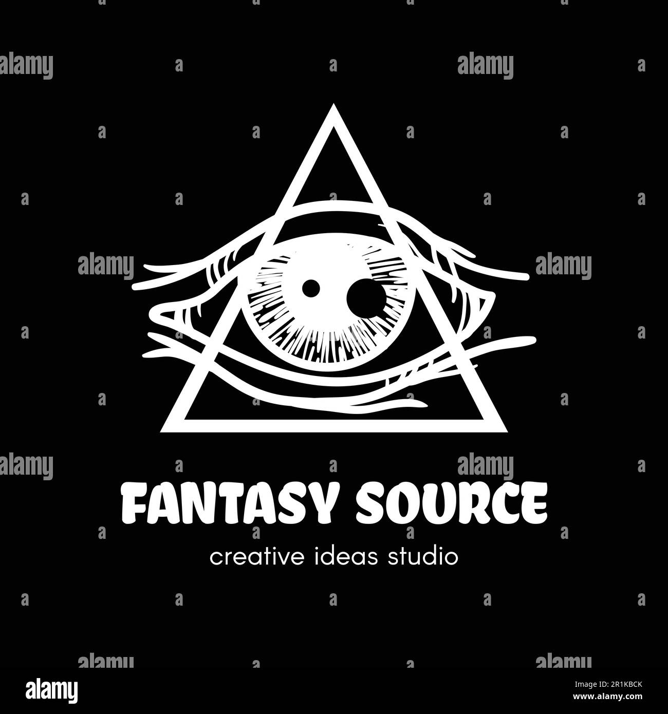 Stylized eye of providence vector logo design. Fantasy source outline ...