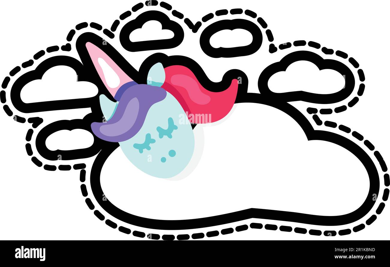 Sleeping unicorn with sleep lettering patch. Fairytale character ...