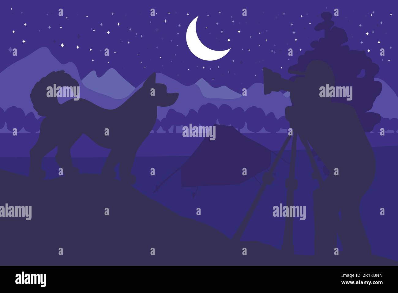 Wildlife, nature photographer flat vector illustration. Minimalistic ...