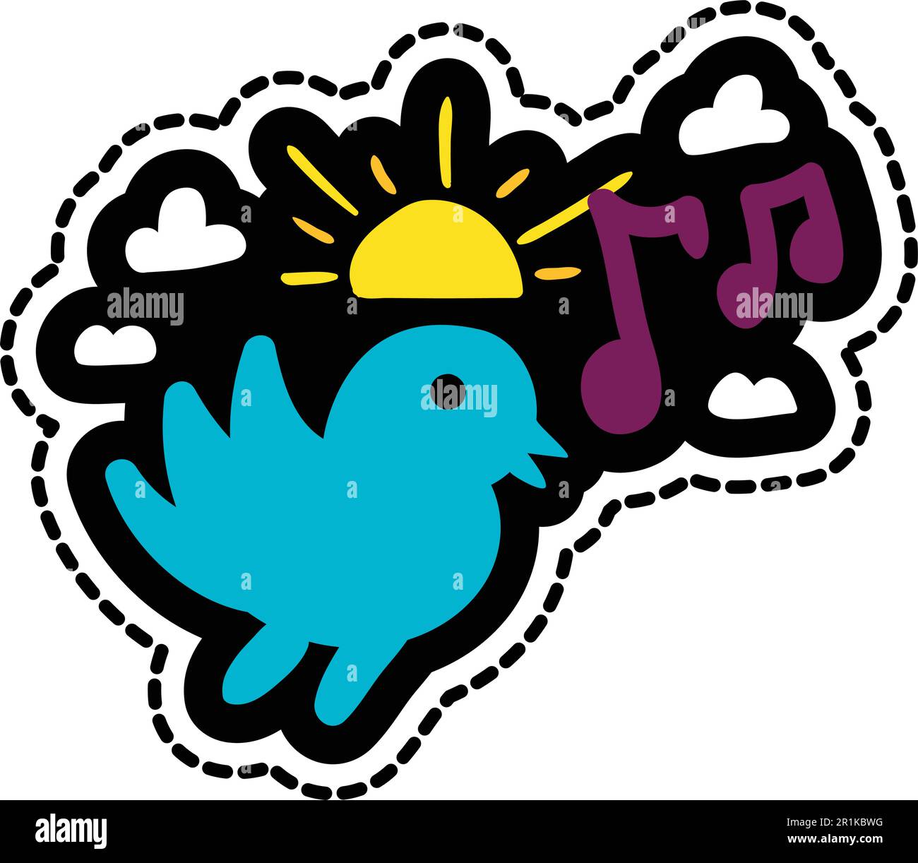 Good morning stitched frame illustration. Wake up sticker, patch. Dash ...