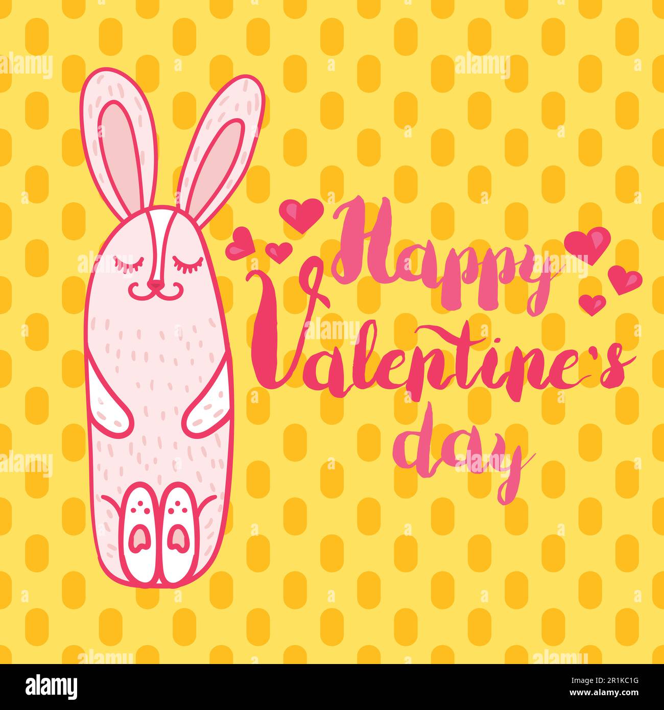 Happy Valentine's Day greeting card template. Pink lettering. Cute ...