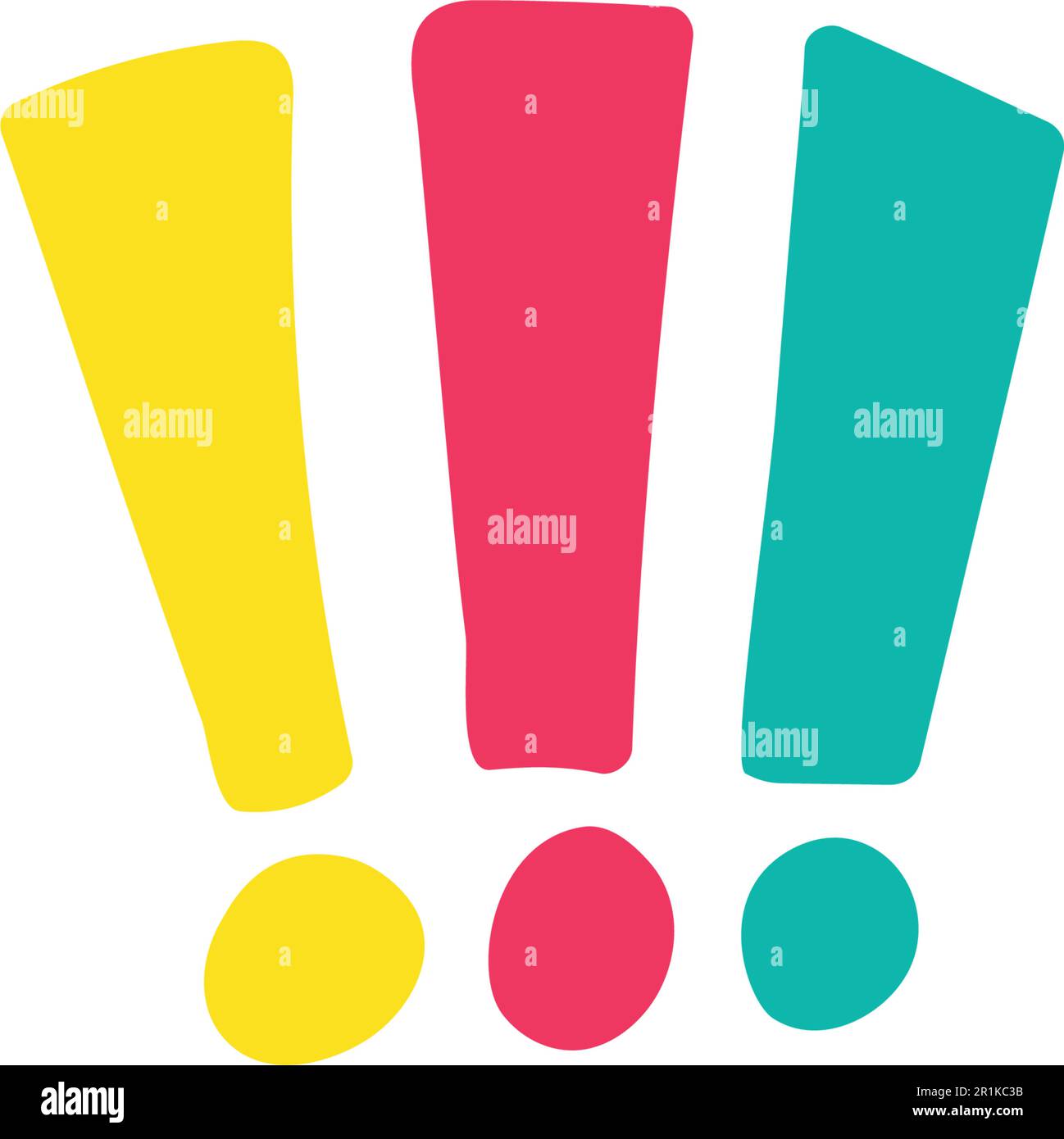 Exclamation marks hand drawn multicolor illustration. Error, problem ...