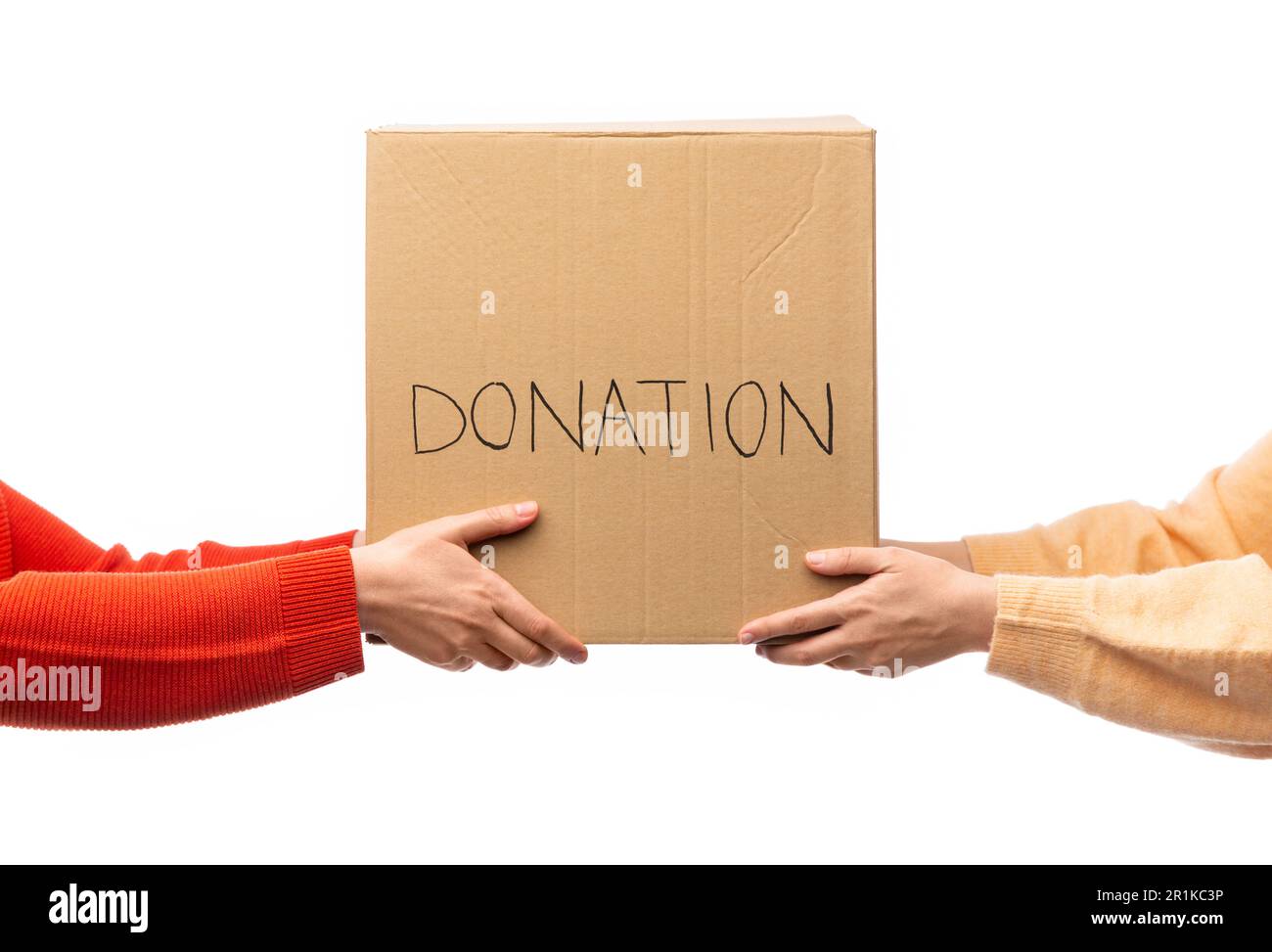 Hands holding donation box hi-res stock photography and images - Alamy