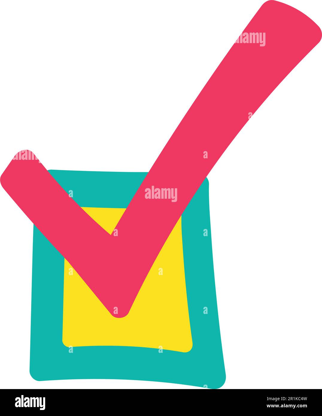 Checkbox hand drawn color illustration. Checkmark, tick. Done, approved ...