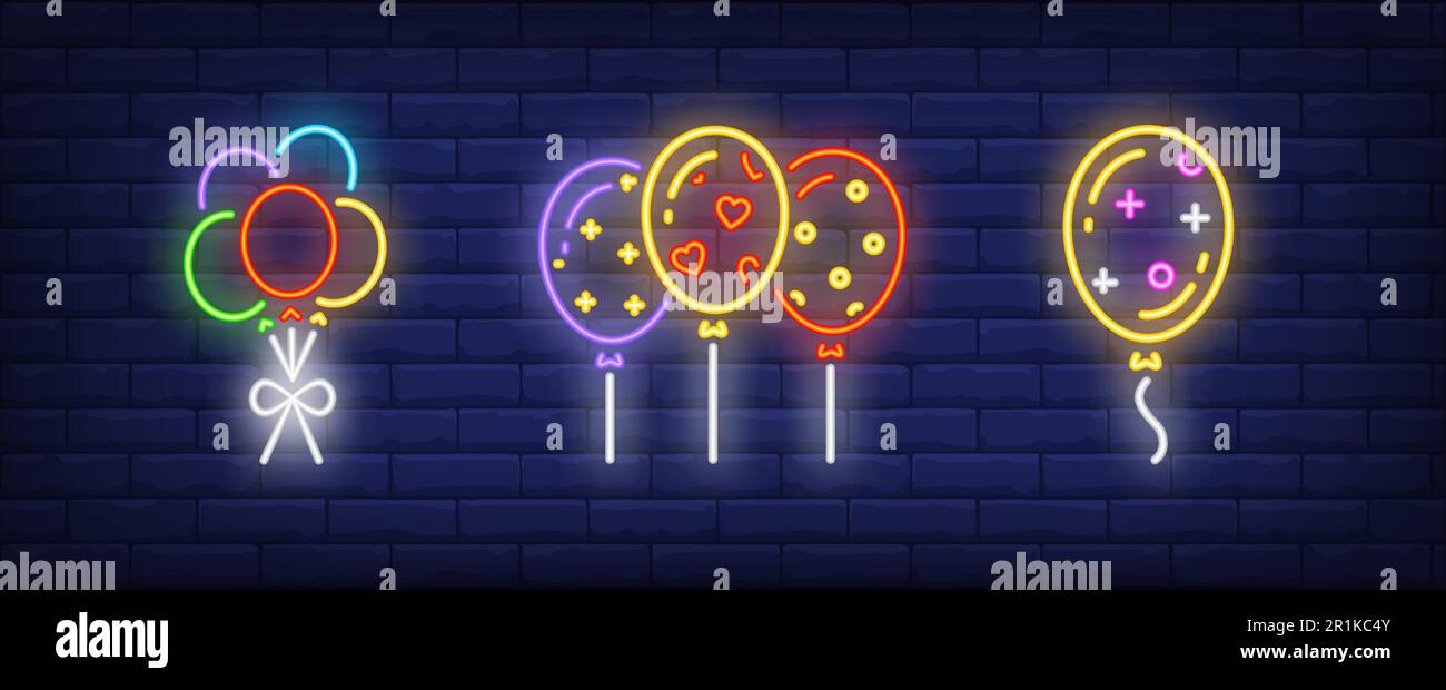Festive balloons neon signs set Stock Vector Image & Art - Alamy