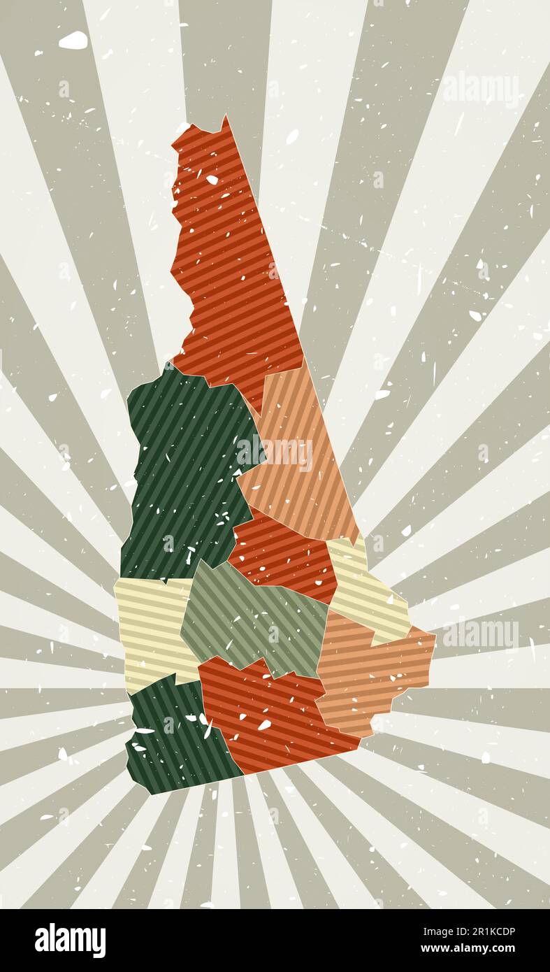 New Hampshire vintage map. Grunge poster with map of the US state in ...