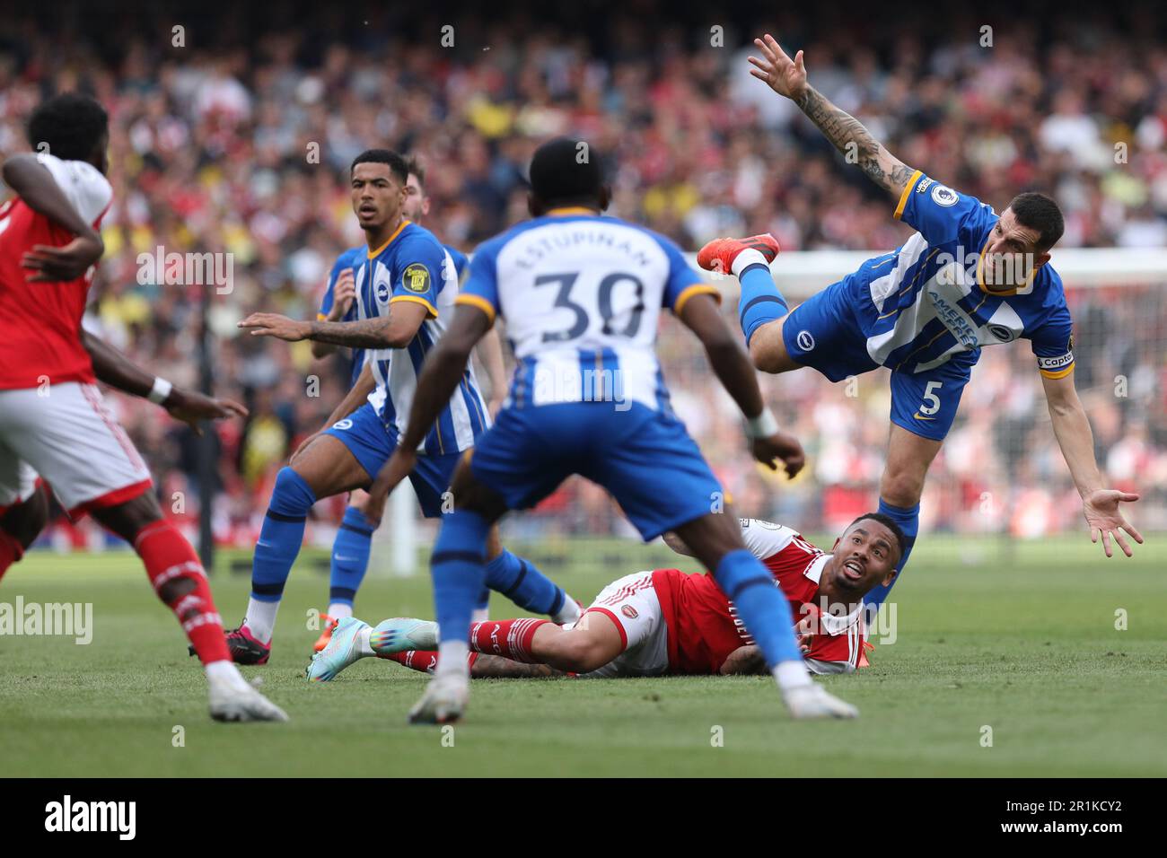 London, UK. 14th May, 2023. Lewis Dunk of Brighton and Hove Albion and ...