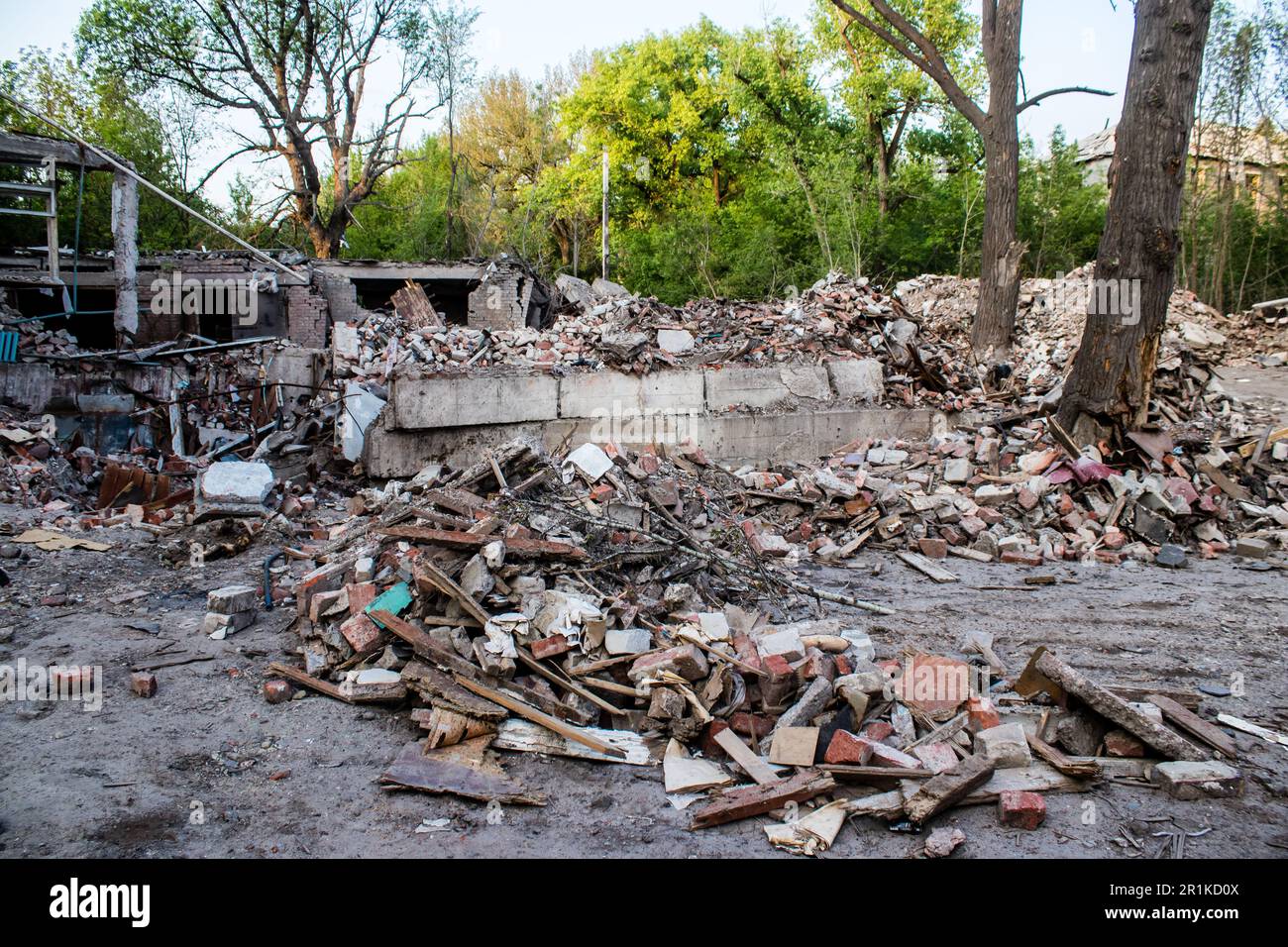 Rubble of building located at the city of Kostiantynivka, Russian army ...