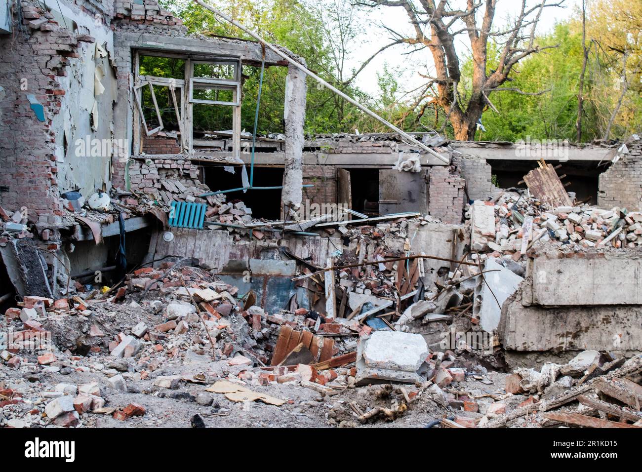 Rubble of building located at the city of Kostiantynivka, Russian army ...