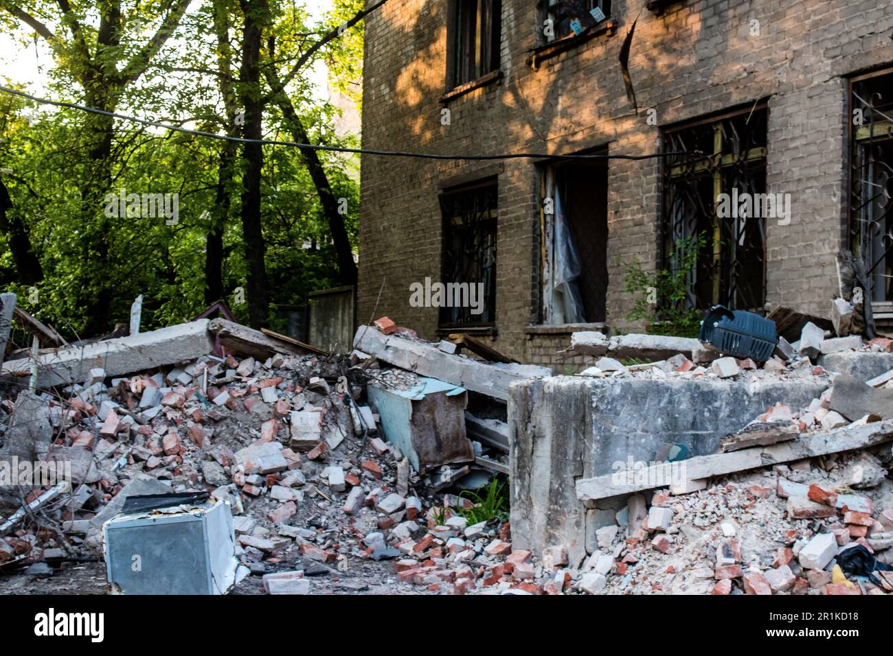 Rubble of building located at the city of Kostiantynivka, Russian army ...