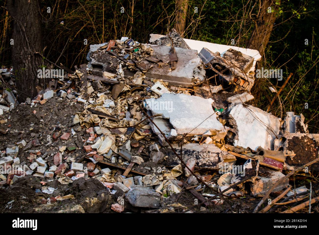 Rubble of building located at the city of Kostiantynivka, Russian army ...