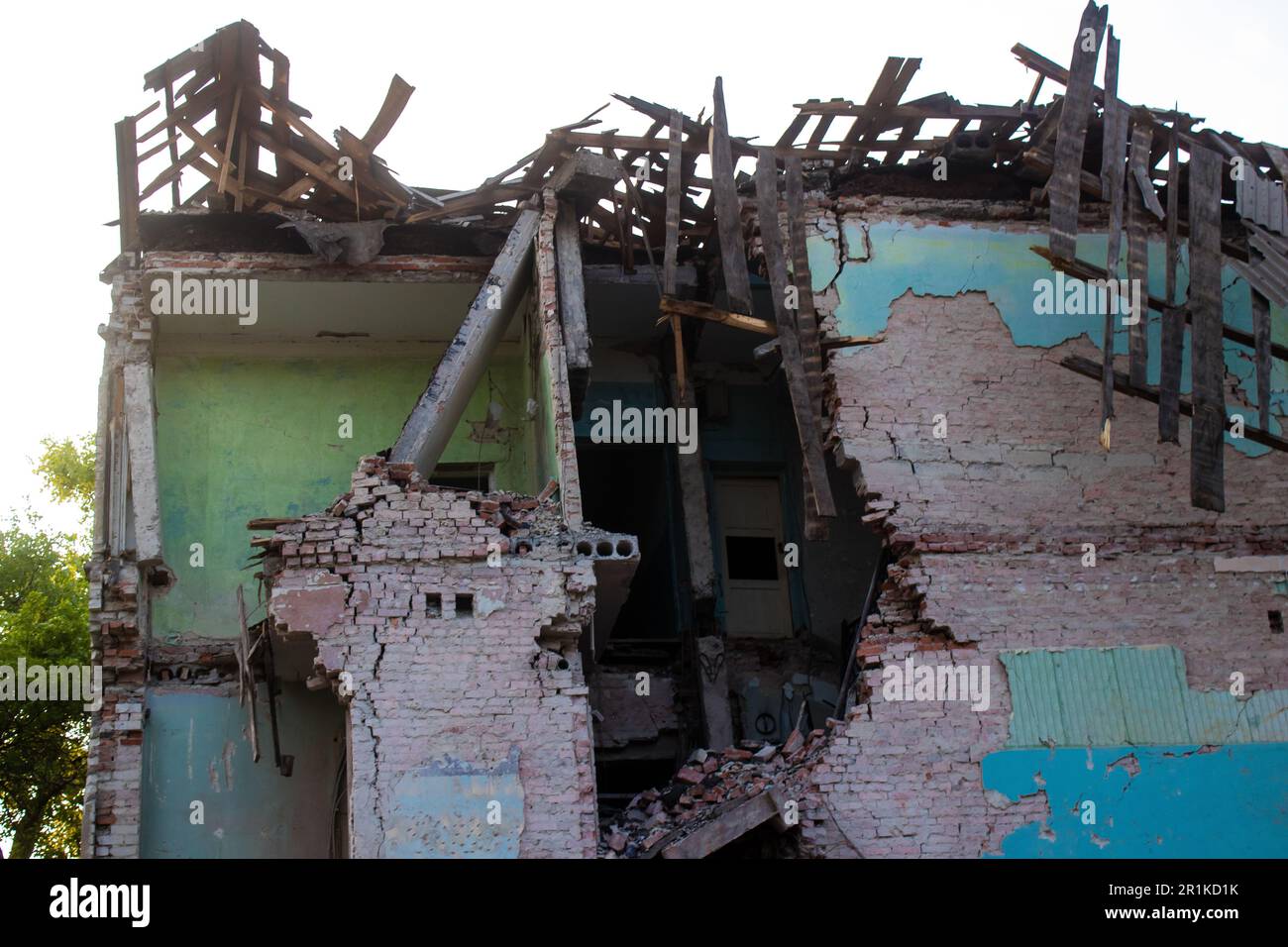 Damaged buildings located at the city of Kostiantynivka, Russian army ...
