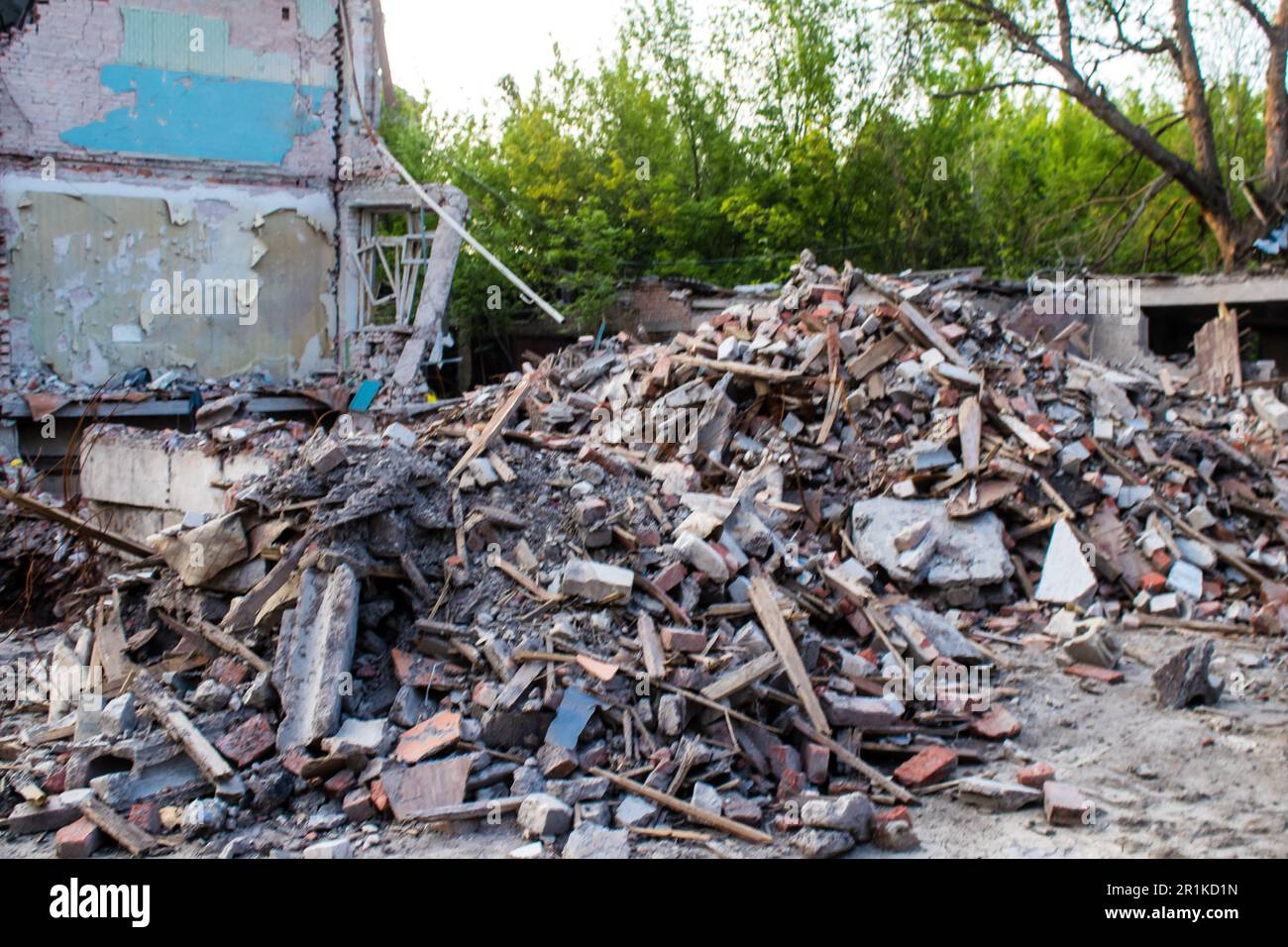 Rubble of building located at the city of Kostiantynivka, Russian army ...