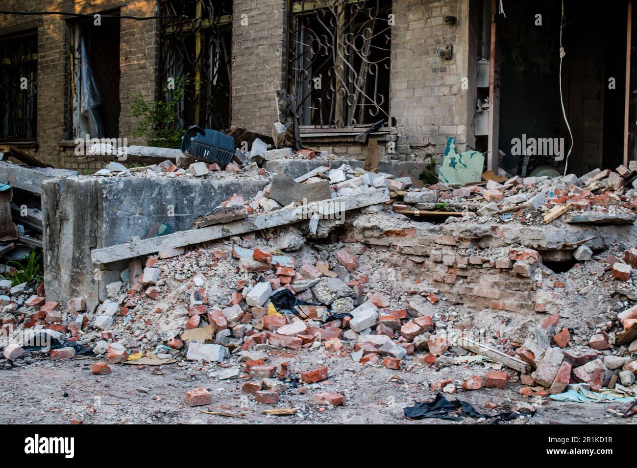 Rubble of building located at the city of Kostiantynivka, Russian army ...