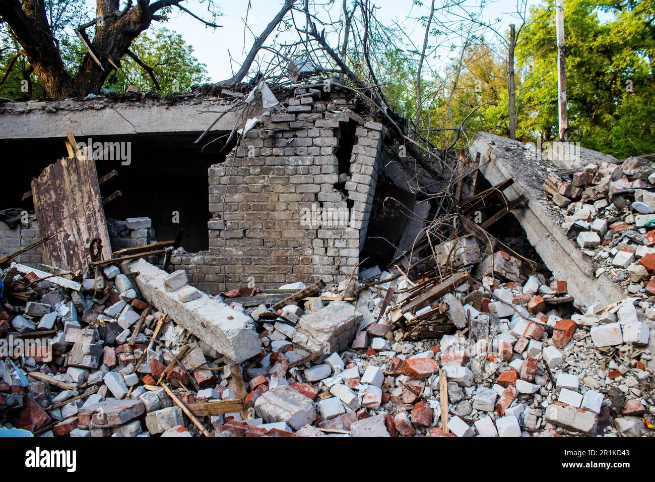 Rubble of building located at the city of Kostiantynivka, Russian army ...