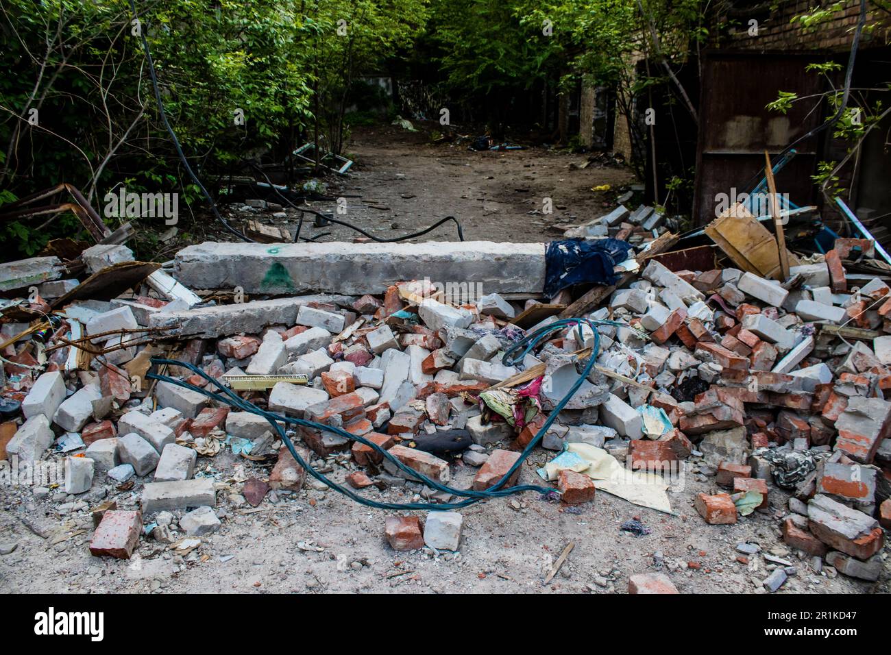 Rubble of building located at the city of Kostiantynivka, Russian army ...
