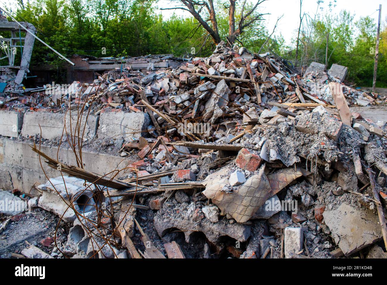 Rubble of building located at the city of Kostiantynivka, Russian army ...