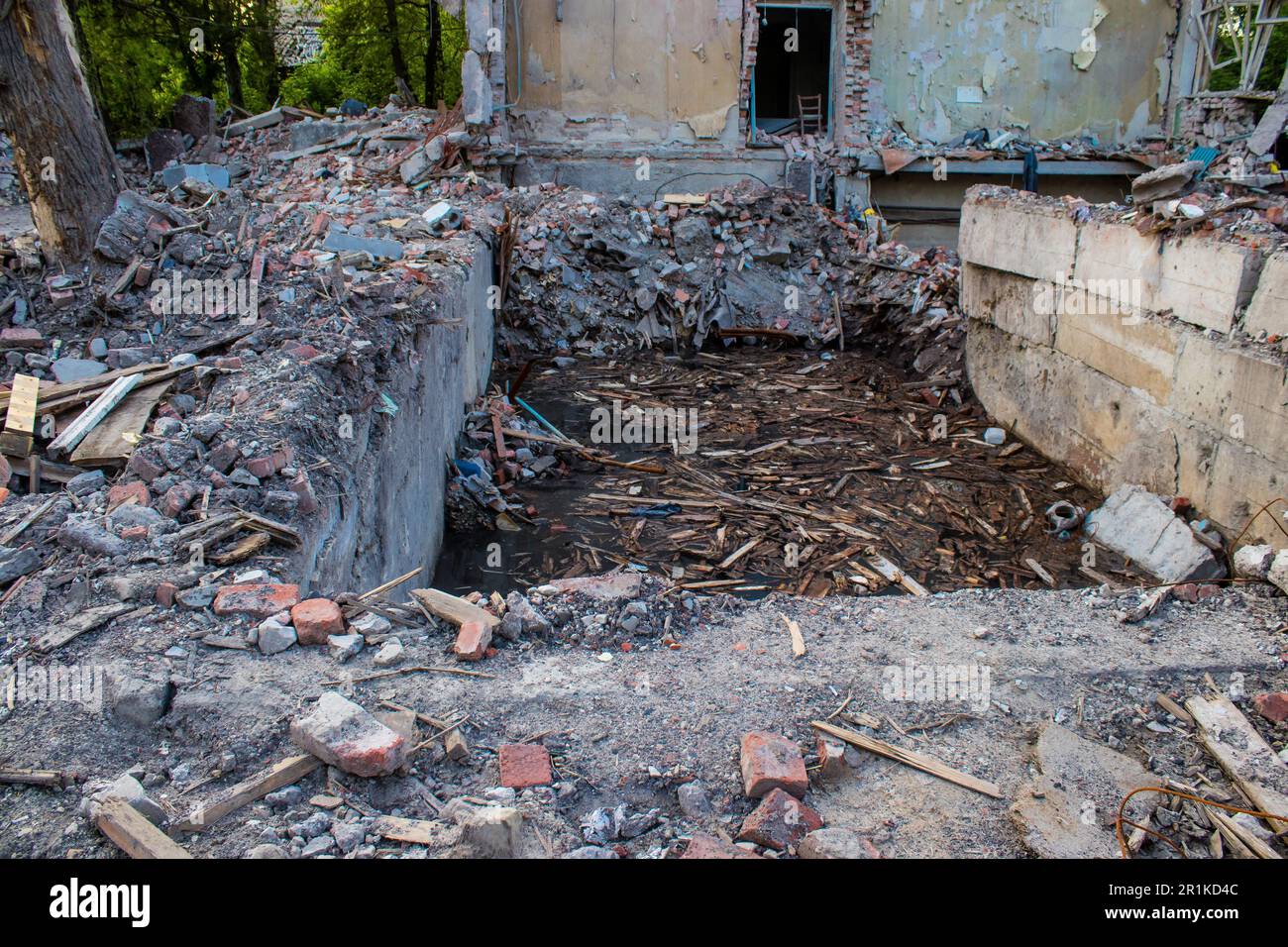 Rubble of building located at the city of Kostiantynivka, Russian army ...