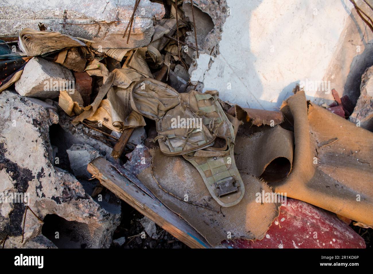 Rubble of building located at the city of Kostiantynivka, Russian army ...