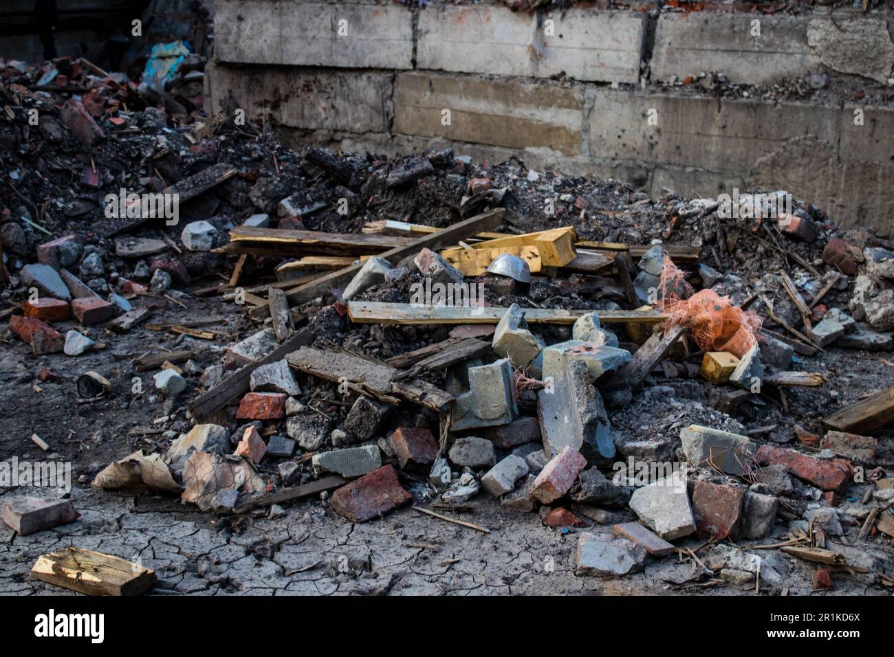 Rubble of building located at the city of Kostiantynivka, Russian army ...