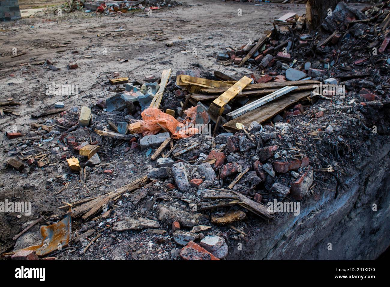 Rubble of building located at the city of Kostiantynivka, Russian army ...