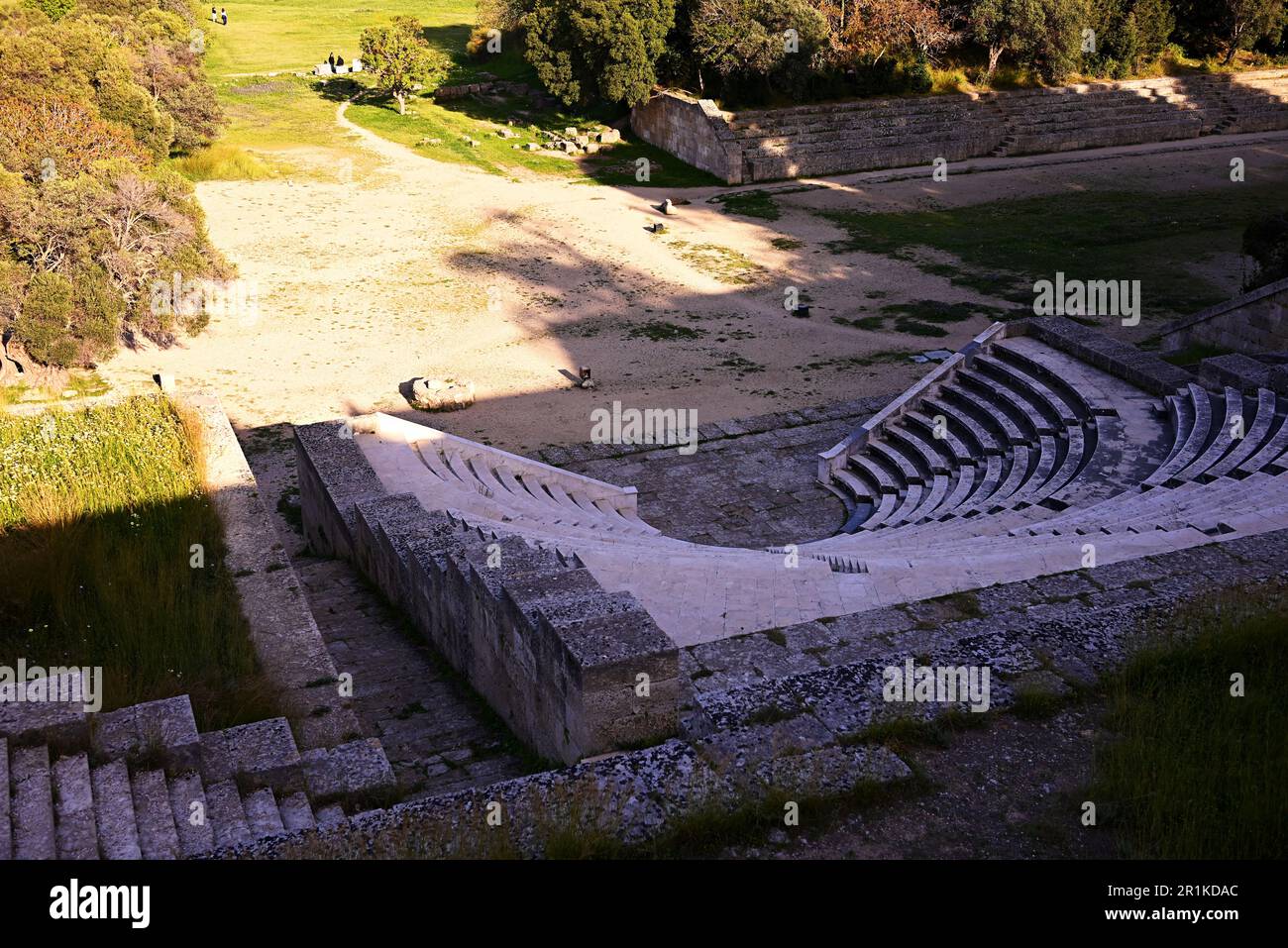 Ancient amphitheater odeon built of stone on the island of Rhodes. On ...